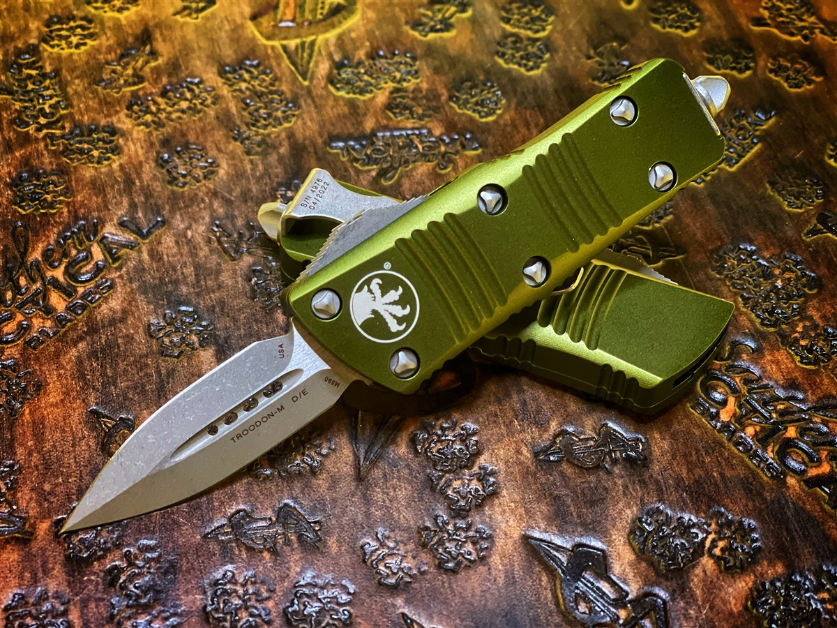 Microtech Mini Troodon OTF Apocalyptic OD Green | Southern Blades – SouthernBlades