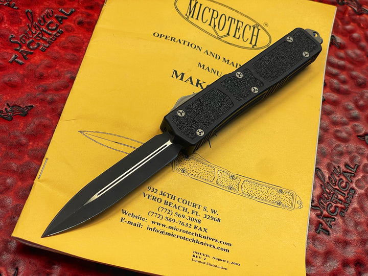 Vintage Microtech Knives Makora, Double Edge Standard Black, Double Ac