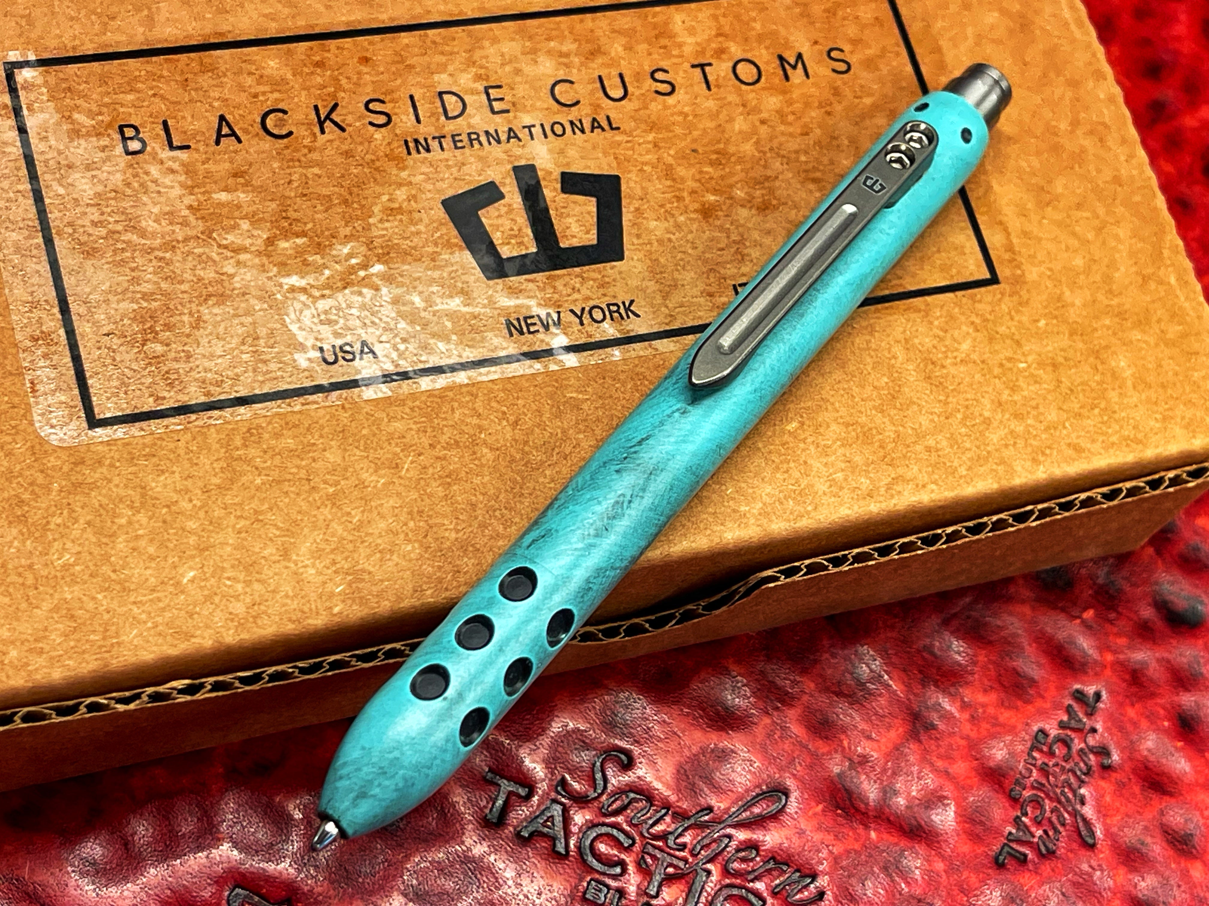 Blackside Customs Click Tank Pen, “Tuffany” Blue Cerakote on Brass