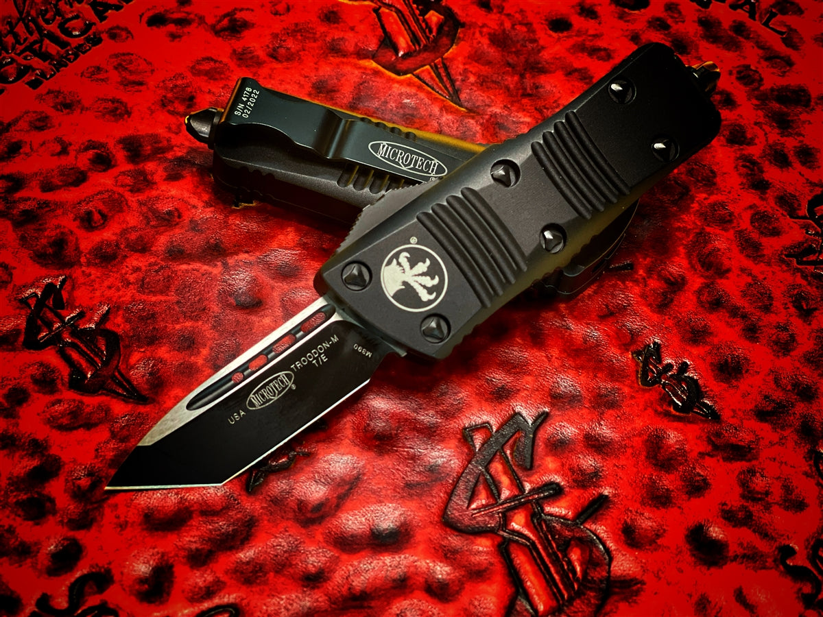 Microtech Mini Troodon Titanium Grey Tanto Edge OTF | Southern Blades