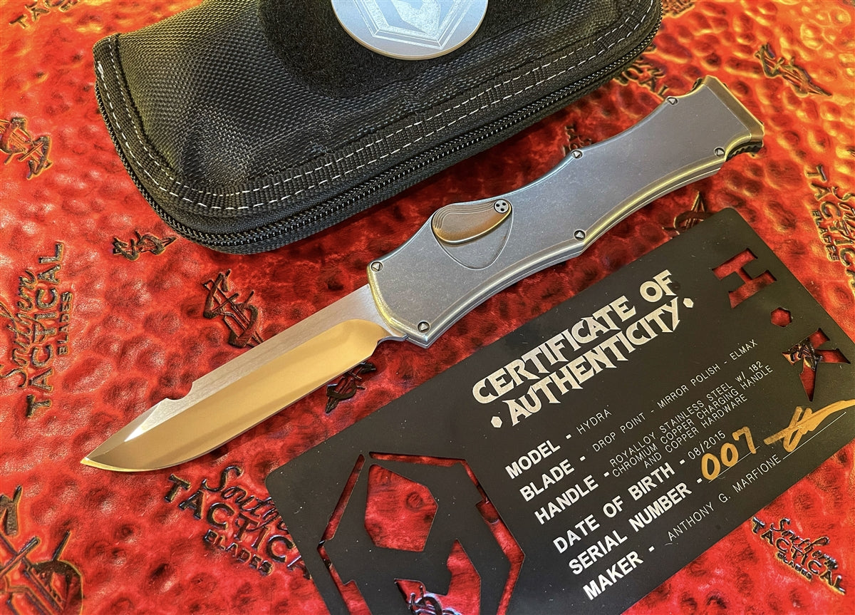 Heretic Knives Custom Hydra, Drop Point, Mirror Polished Elmax, Royall