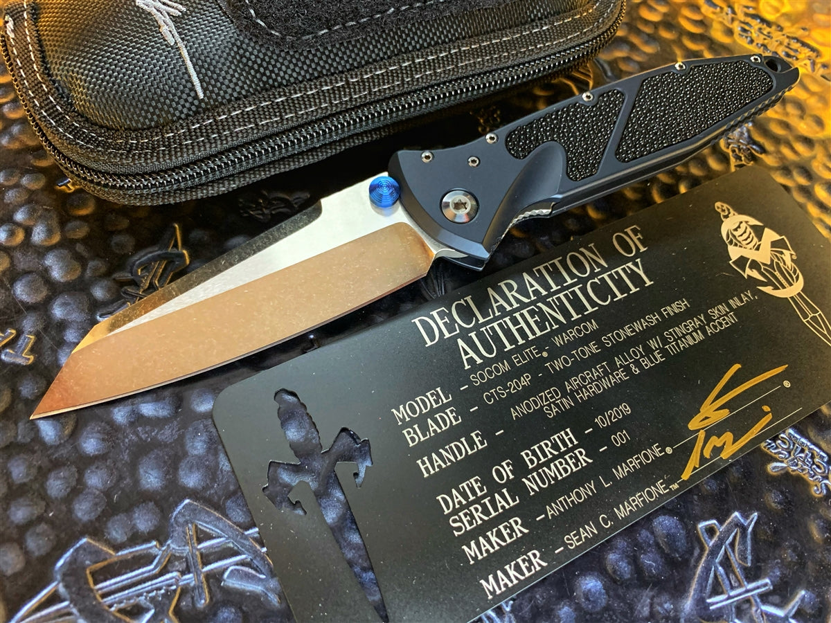 Marfione Custom Socom Elite Warcom, Stonewashed, Aluminum w/ Sting Rey