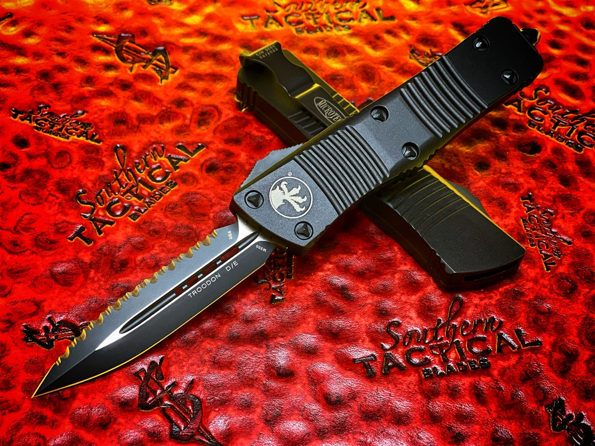 Microtech Troodon Double Edge Full Serrated Tactical OTF Knife