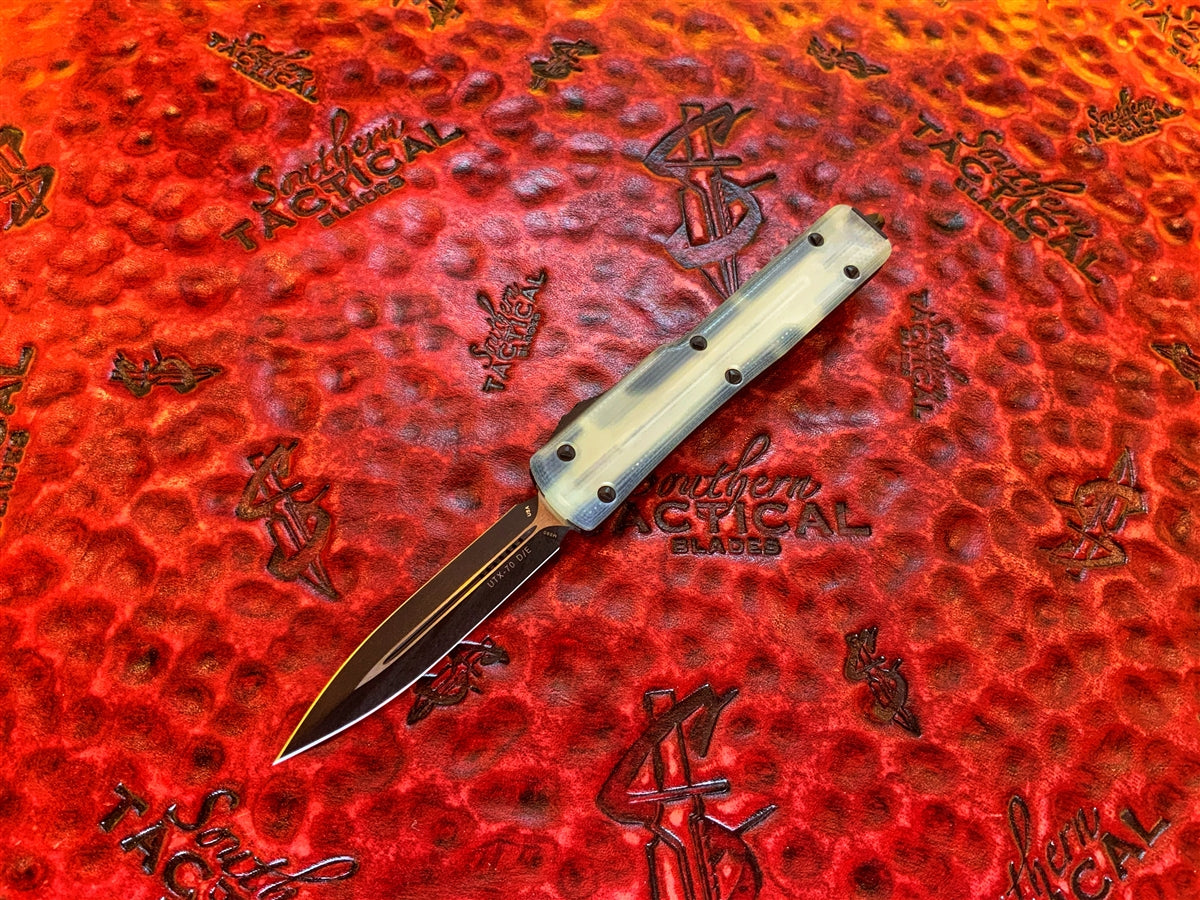 Microtech UTX-70 Double Edge Standard Jade G10 Top Signature Series