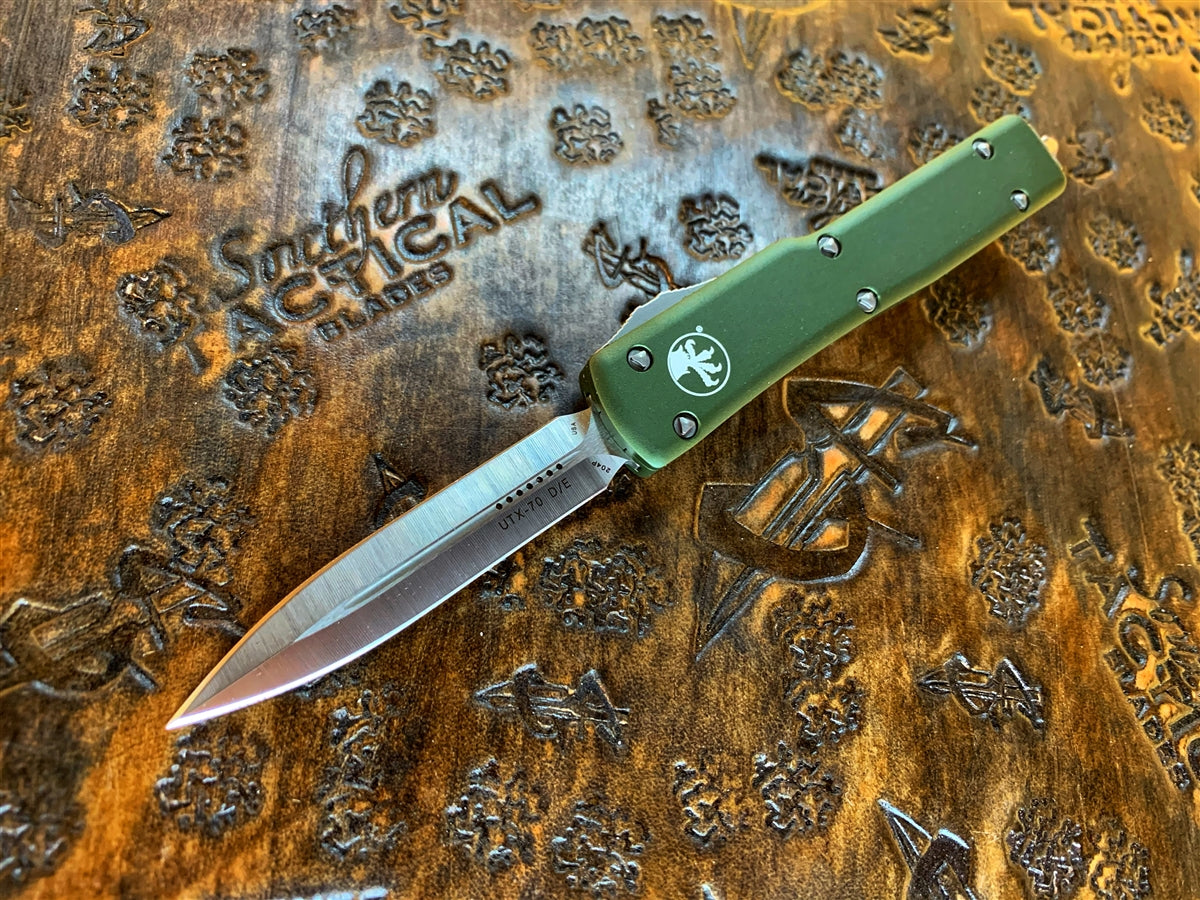 Microtech UTX-70 Double Edge Satin Standard OD Green