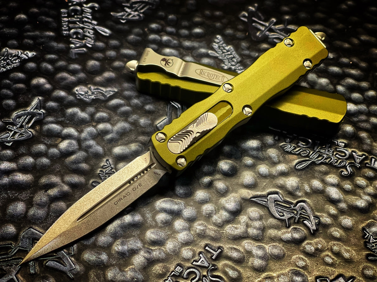 Microtech Dirac Double Edge Stonewashed Standard OD Green