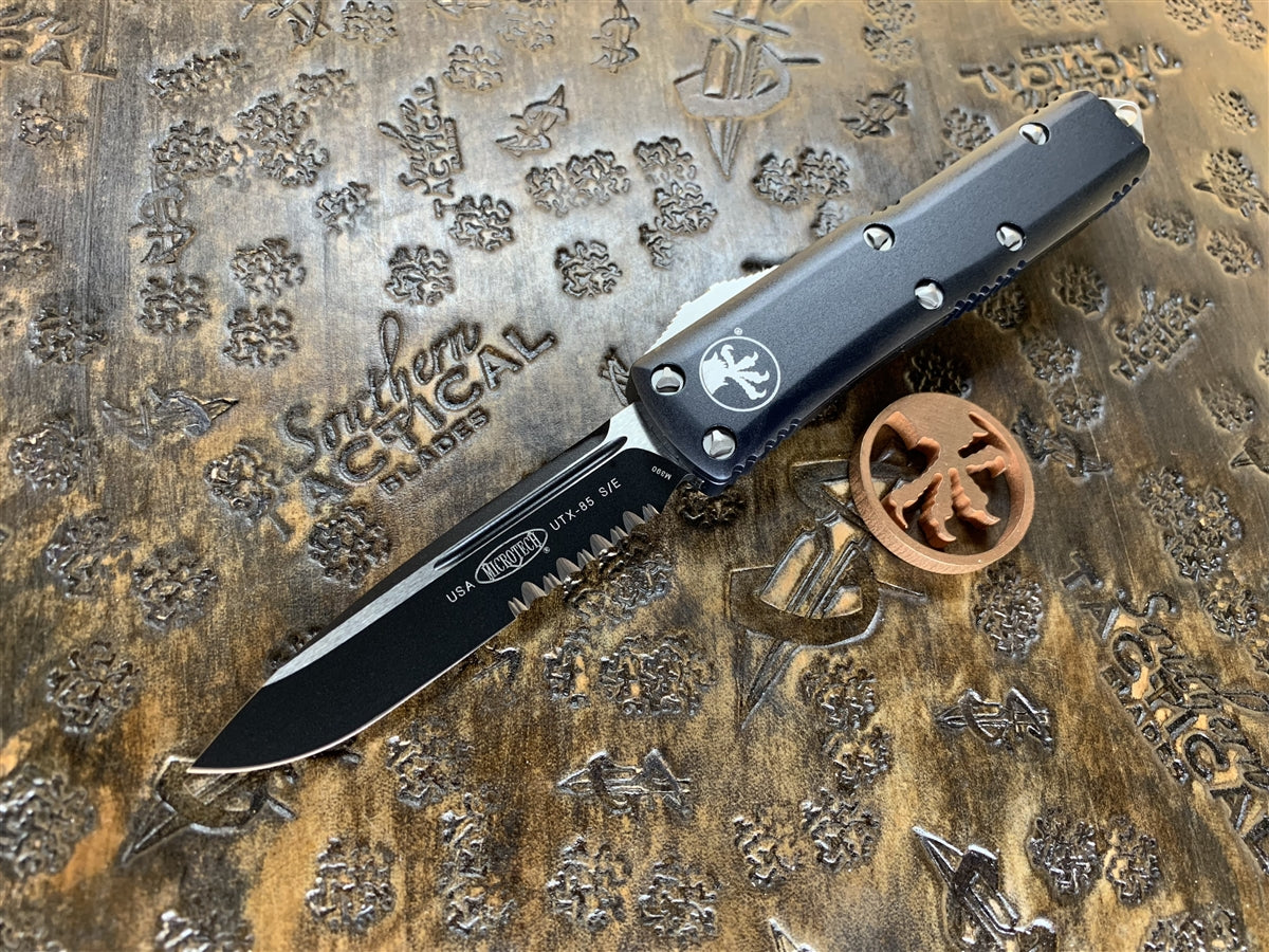 Microtech UTX-85 Single Edge Black Part Serrated